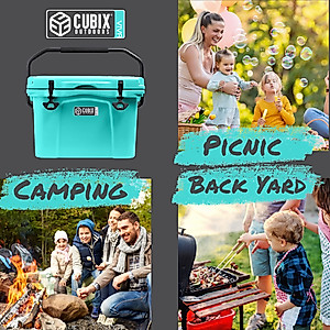 Viva 25QT Portable Rotomolded Hard cooler, Heavy Duty Cooler Ice Chest + 8L Small Soft Cooler Bag Waterproof Lunch Box, Insulated Bag & Cooler, 5-day cold retention for Travel, Beach, Camping, Fishing