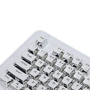 104Pcs Keycaps,DIY Personalized Design Metallic Durable Stable Two Tone Translucent Backlit Mechanical Keyboard Caps,Gaming Keyboard Replacement Parts(Silver)