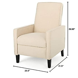Christopher Knight Home Darvis Fabric Recliner, Beige, 31.5D x 25.6W x 39.98H in