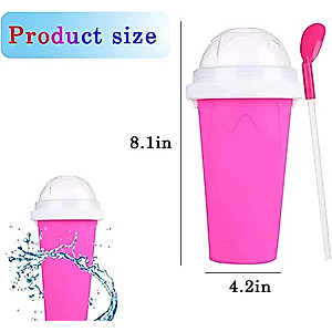 Slushy Maker Cup Slushie Cup Frozen Magic Cup Squeeze Cup Double Layer Slushy Maker DIY Homemade Smoothie Cups (Blue+Pink)