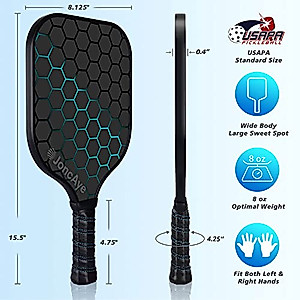 Pickleball Paddles Set of 4 incl 4 Fiberglass Pickleball Rackets, 4 Balls, 1 Paddle Bag, 4 Grip Tapes, JoncAye Pickleball Set for Outdoor and Indoor, Pickle-Ball-Paddle-Set of 4 with Accessories