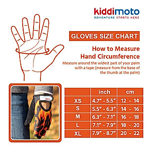 Kiddimoto Kids Cycling Gloves| Anti-Slip Kids Bike Gloves for Boys and Girls| Full Finger Kids Mountain Bike Gloves for BMX, MTB Riding, Gymnastics, Scooters, Skateboard, Rollerblade.
