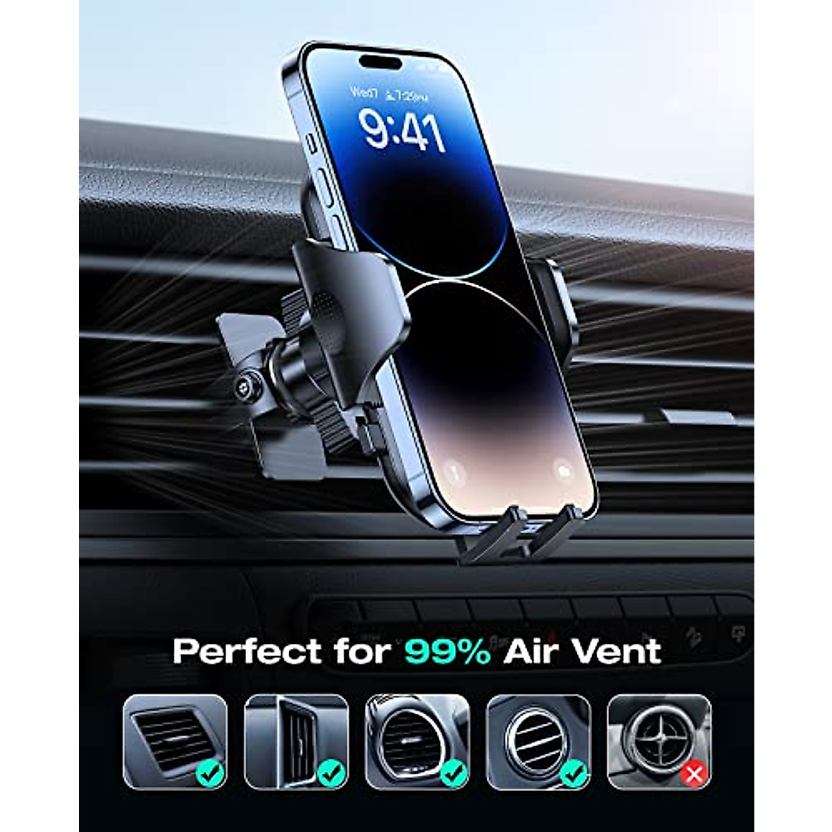 VICSEED Phone Mount for Car Vent [Anti-Slip Silicone Protection][Glow in The Dark] Air Vent Car Phone Holder Mount Ultra-Stable Cell Phone Holder Car Fit for All iPhone & Android
