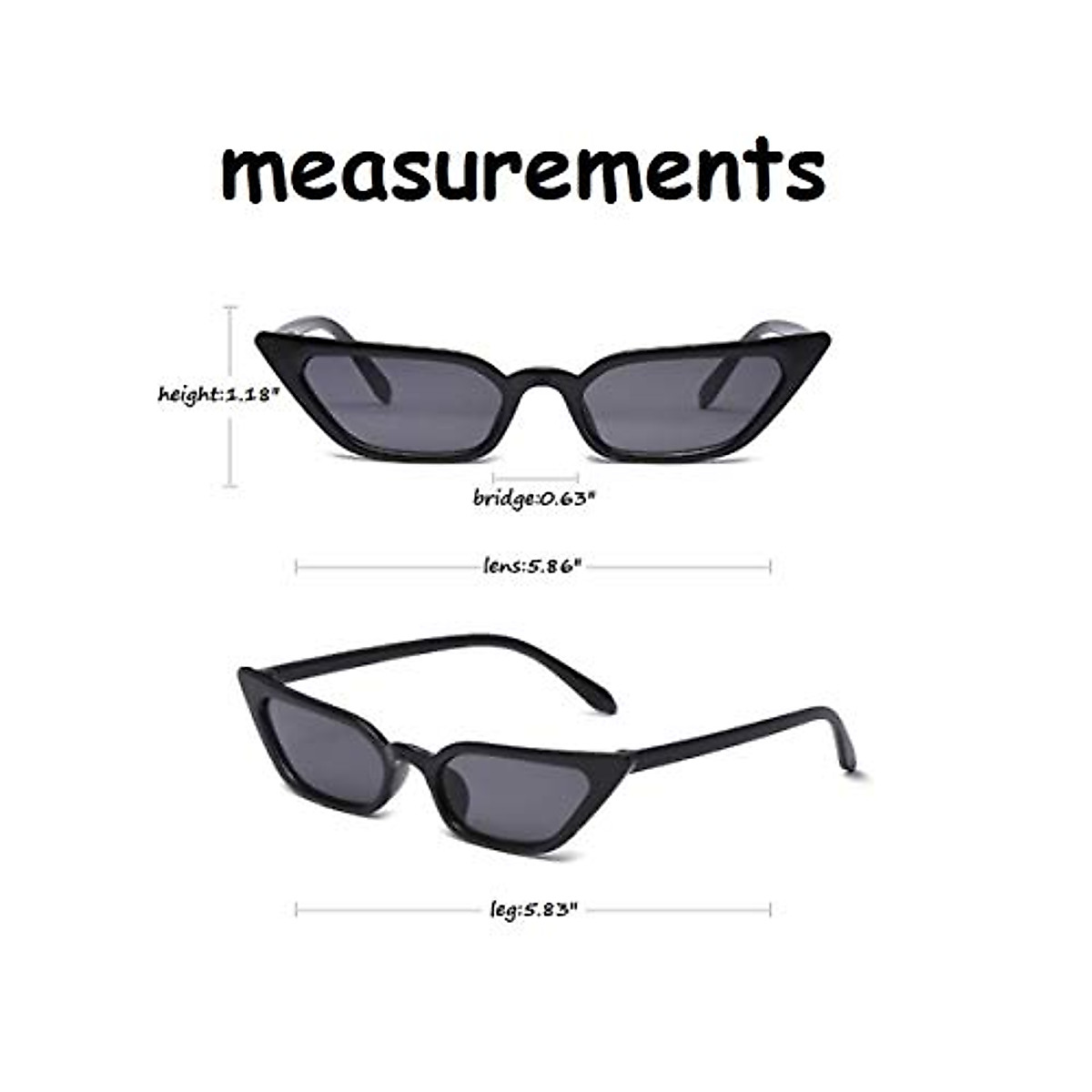 W&Y YING Small Cat Eye Sunglasses for Men and Women Skinny Retro Frame Y2K Shades Trendy Fun Fashion Glasses