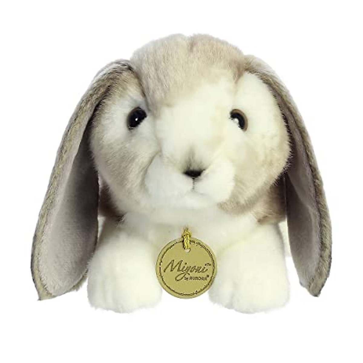 Aurora Miyoni 9" Grey Holland Lop Rabbit Stuffed Toy - Soft & Fluffy Polyester Animal Figure