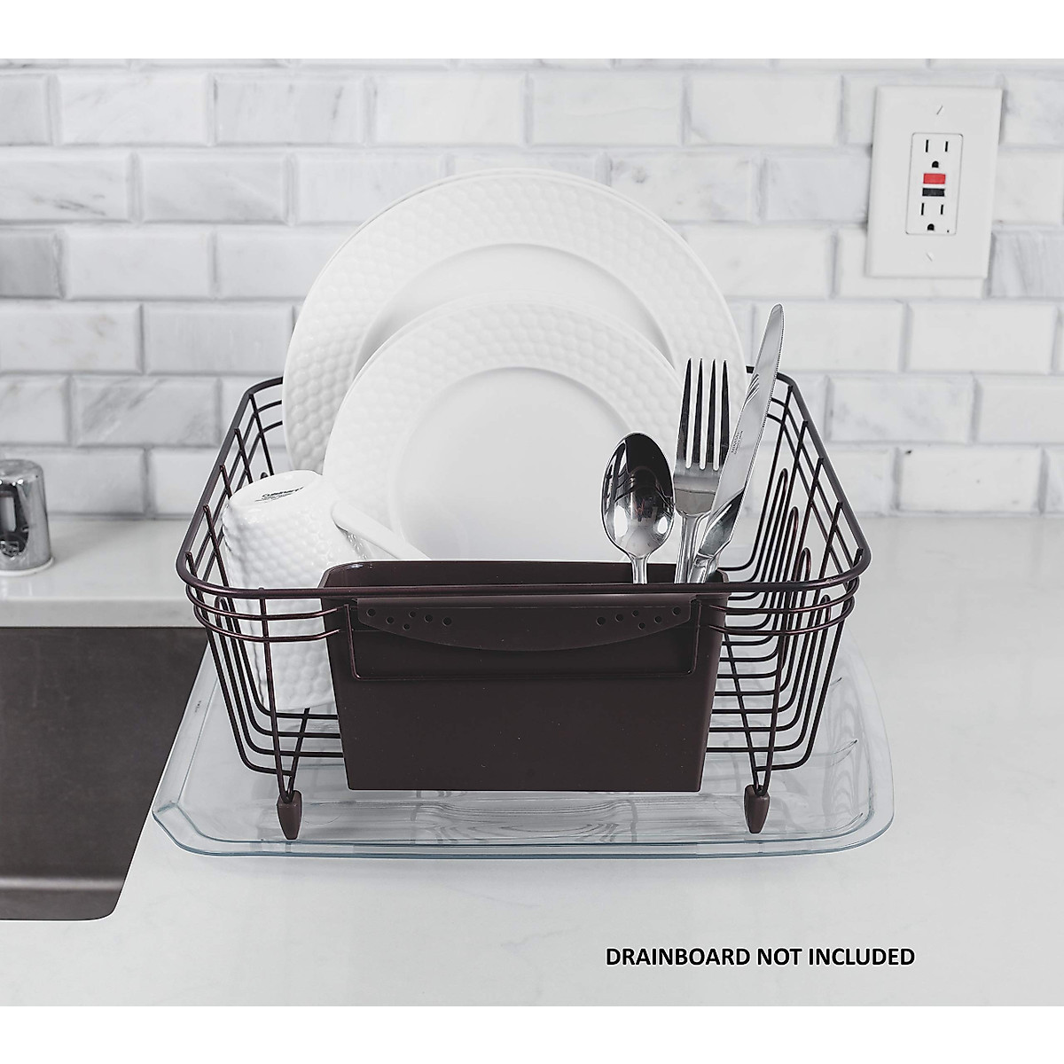 REAL HOME Innovations Deluxe Small Dish Drainer, Oil Bronze