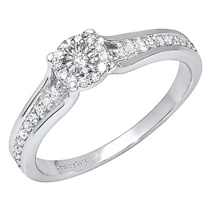 Dazzlingrock Collection 0.25 Carat (ctw) Round Diamond Women Split Shank Promise Engagement Ring 1/4 CT, Sterling Silver, Size 6