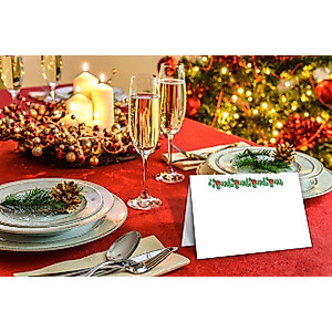 25 Pack Place Cards, Editable Name Cards for Table Seating, Christmas Holiday Party Tent Style Cards for Baby Shower, Birthday Party, Party Decoration and Supplies-LE04