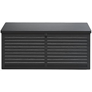 HUGROVE 130 Gallon Resin Deck Box, Large Outdoor Storage with Lockable Lid & Side Handles, Deck Boxes Outdoor Waterproof for Patio Cushions, Garden Tools, and Pool Accessories (Black)