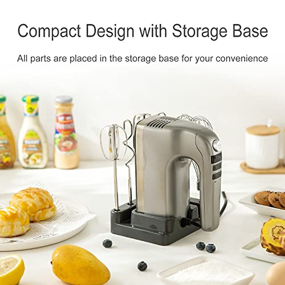 Electric Hand Mixer, Upgraded 9-Speed 400W Kitchen Handheld Mixer with Digital Screen, Hand Mixer with 6 Stainless Steel Accessories, Slow Start Electric Mixer with Turbo for Whipping Mixing Cookies, Brownies, Cakes, Dough Batters