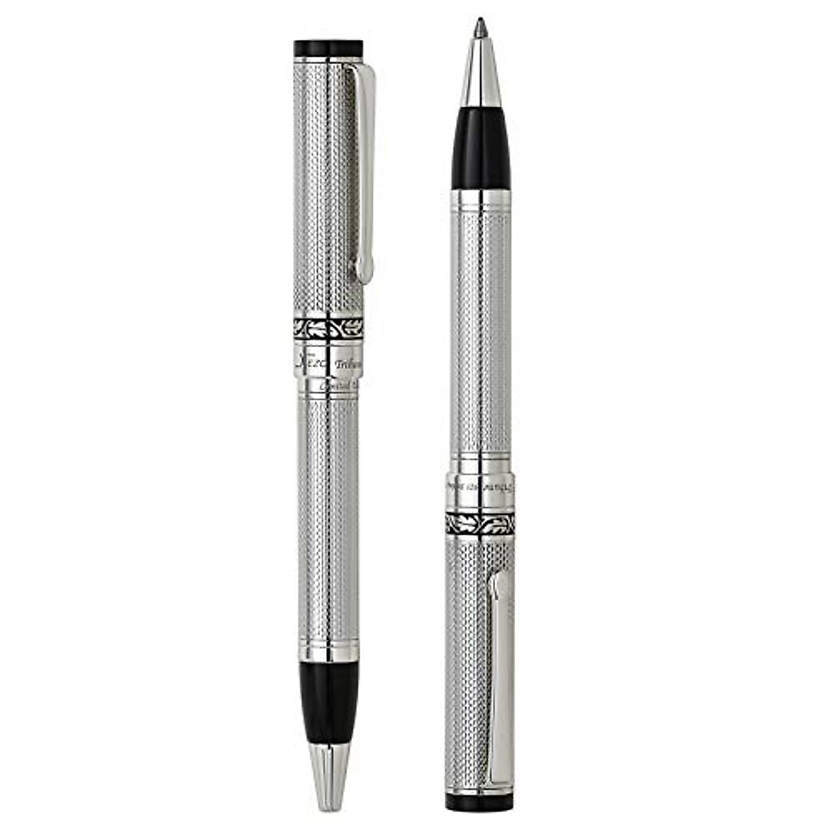 Xezo Tribune Solid 925 Sterling Silver Diamond-Cut Serialized Ballpoint Pen. Only 300 Pieces Made (Tribune 925 SS BP)