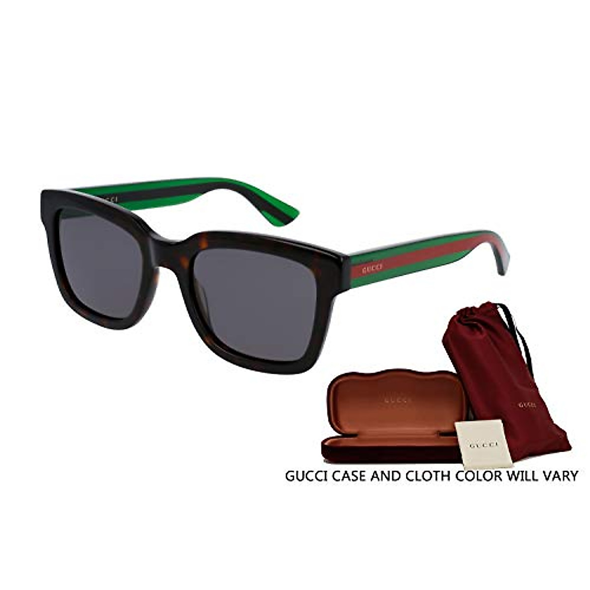 Gucci GG0001S 003 52M Havana/Green/Grey Rectangle Sunglasses For Men + BUNDLE with Designer iWEAR Complimentary Eyewear Care Kit