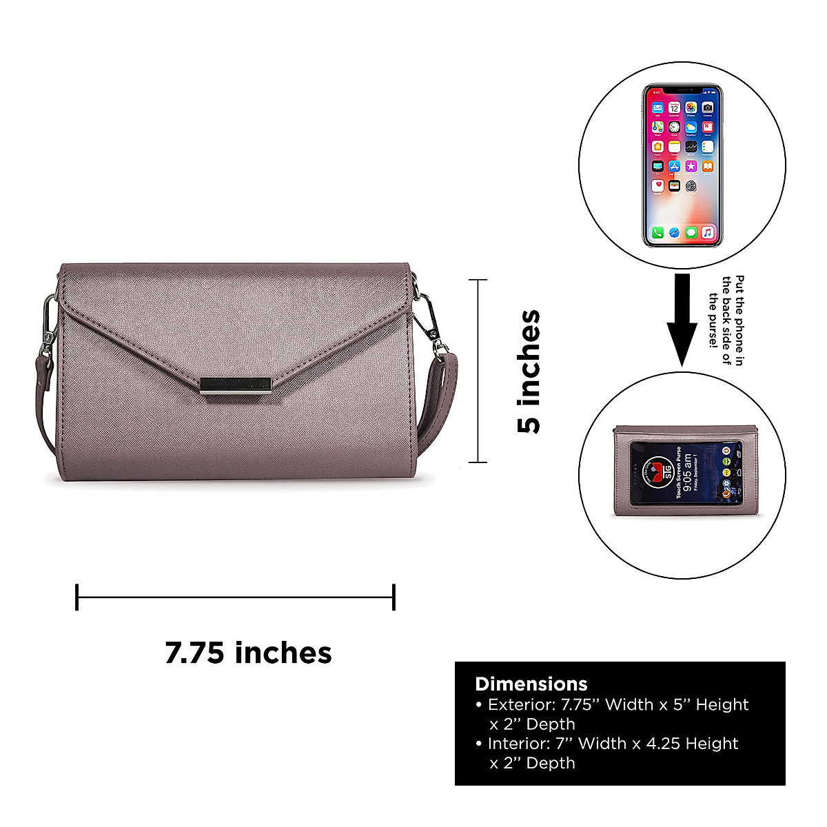 Save the Girls Timeless Touchscreen Purse Smartphone Purse with Zippered Pocket and Ten Credit Card Slots (First Blush)