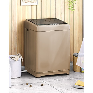 TABU Full-Automatic Washing Machine, 17.6lbs Portable Washing Machine with Dryer, 1.7 Cu Ft 2 in 1 Portable Washer with Drain Pump, 10 Wash Programs, LED Display, 8 Water Levels (Brown)