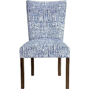 Sole Designs Julia Collection Contemporary Dining Room Chairs, Sediment Print Fabric Upholstered Parsons Seat with Button Tufted Backrest, Set of 2, Set of 2, Blue