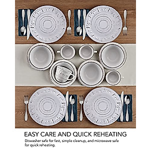 Pfaltzgraff Trellis Lodge 16 Piece Dinnerware Set, Service For 4, White