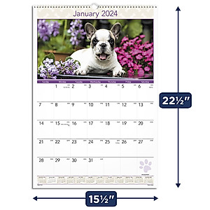 2024 AT-A-GLANCE® Puppies Monthly Wall Calendar, 15-1/2" x 22-3/4", January to December 2024, DMW16728