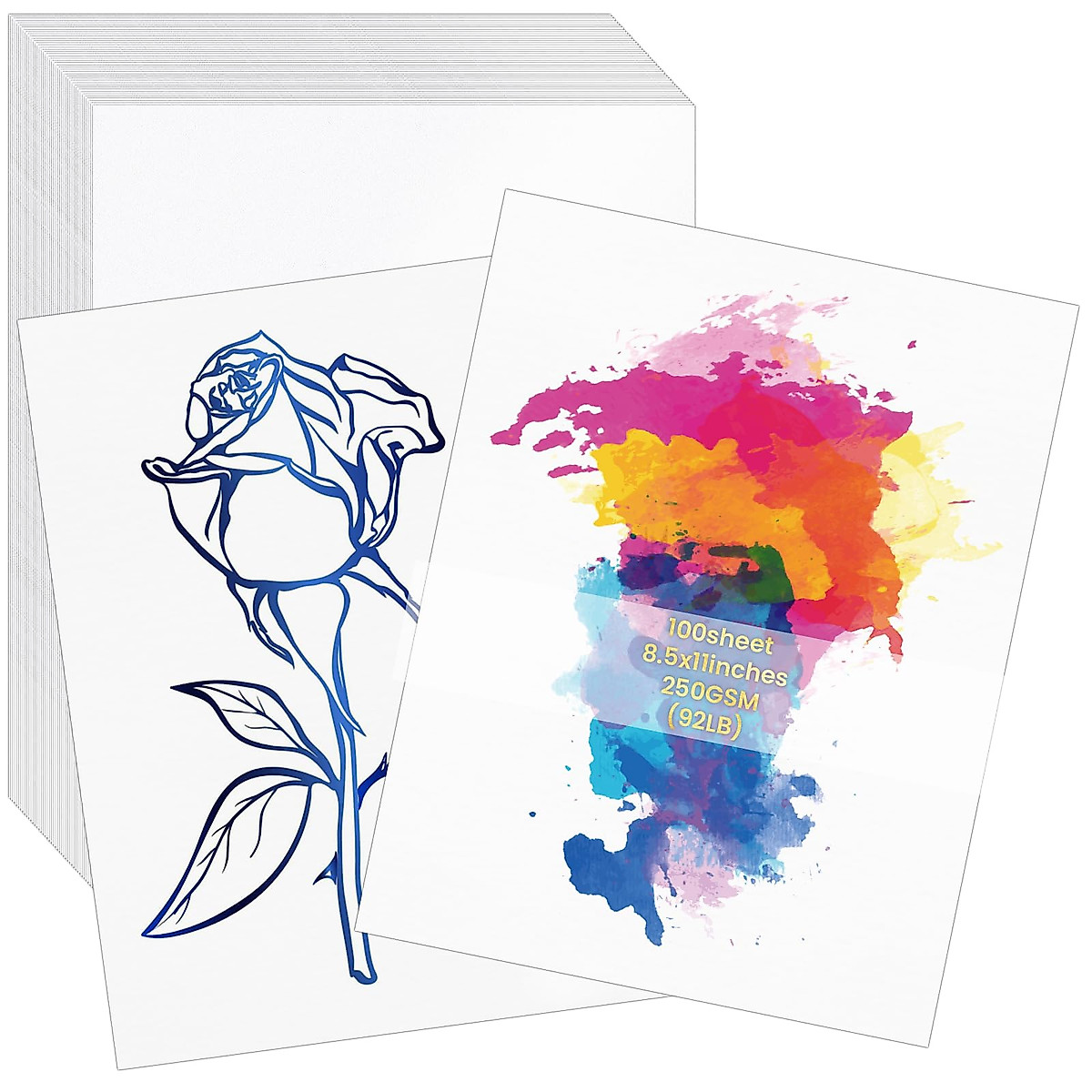 100 Sheets White Cardstock 8.5x11 Inch,250GSM 92lb Cover Thick Paper Card Stock Printer Paper,Heavy Weight Printer Paper for Invitations,Stationery Printing,Scrapbooking,Crafts,DIY Cards