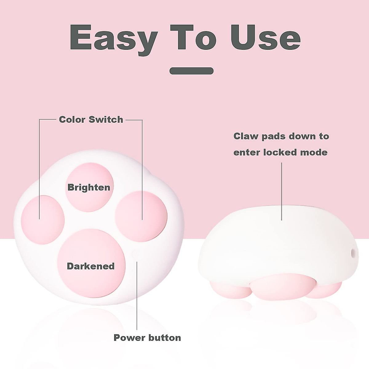 LED Night Light for Kids, Cute Nursery Light for Baby, Pop it Toy Lamp Lights for Fun Rechargeable Lighting Table Lamp Kawaii Gifts Baby Cat Paw Silicone LED Lamp Nightlight 7-Color Light Modes