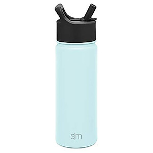 Simple Modern Kids Water Bottle with Straw Lid Vacuum Insulated Stainless Steel Metal Thermos Bottles | Reusable Leak Proof BPA-Free Flask for School | Summit Collection | 18oz, Seaside Blue