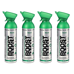 Boost Oxygen Large Natural Aroma 10 Liter Canister | Respiratory Support for Aerobic Recovery, Altitude, Performance and Health (4 Pack)
