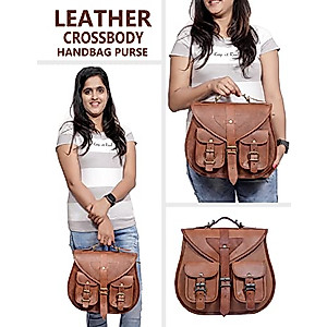 JINALEXIA LEATHER Real Leather Purses for Women Crossbody Bag Designer Handbags Shoulder Purse Satchel Bags for Women Cute Vintage Saddle Crossover, Brown