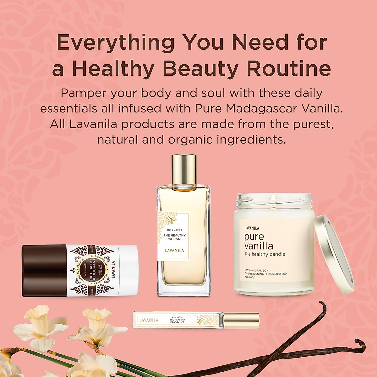 Lavanila Pure Vanilla Natural Aluminum Free Deodorant 2-Pack - The Healthy Deodorant for Men and Women, Solid Stick (2 Ounce Each), Vegan