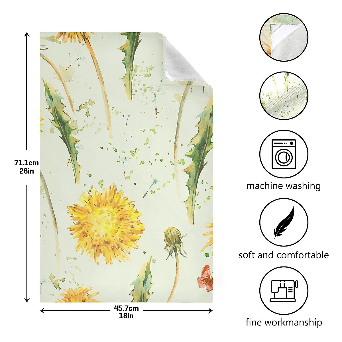 Jihqo Yellow Dandelion Dish Towels for Kitchen Soft Tea Towel Set of 4 Absorbent Dishcloths Hand Towels for Drying Dish Cloths 28" x 18"