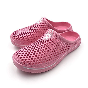 Amoji Garden Clogs Shoes Shower Sandals Yard Beach Plastic Rubber Summer 1702 Pink 8 Womenn/6 Men