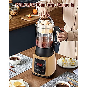 Moongiantgo Professional Cooking Blender for Kitchen Hot Cold with 8 Presets, 59Oz Glass Jar, 58000RPM High Speed Quiet for Smoothie Shake, Khaki 110V
