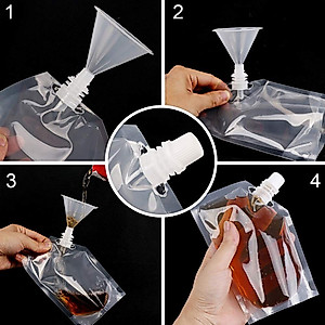 Concealable And Reusable Cruise Hidden bag Kit - Secret Flasks Cruise Liquor Bag Kit SIX (6) Durable Reusable Flasks With 2 Funnels