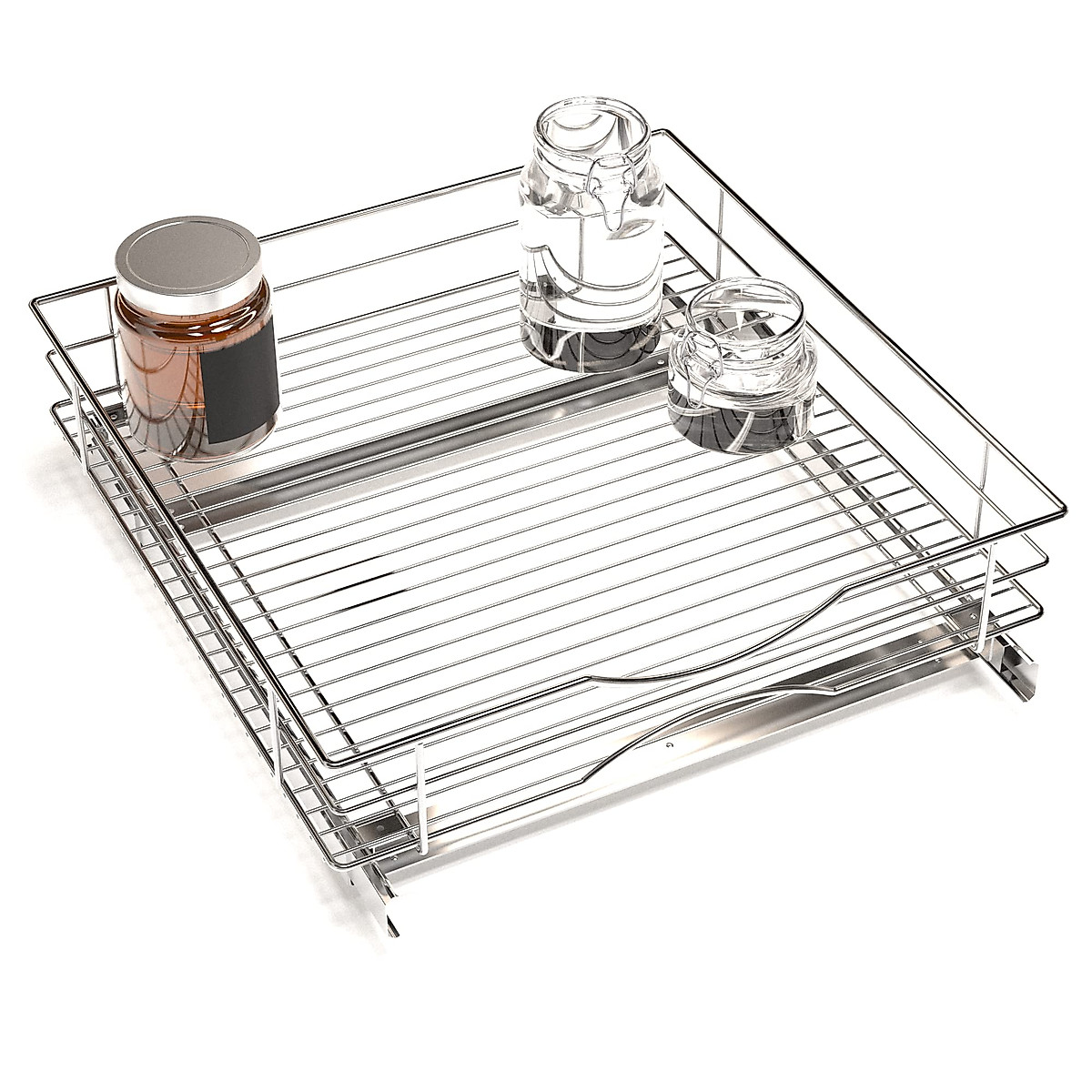 Home Zone Living Pull Out Kitchen Cabinet Organizer with Slide Out Drawer for Space Saving Storage, 20” W x 21” L