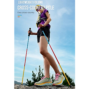 3 Section Trekking Poles Lightweight Aluminium Walking Poles Adjustable Trekking Sticks Collapsible Sticks 2pcs (Rainbow, 110cm/43.3inch)