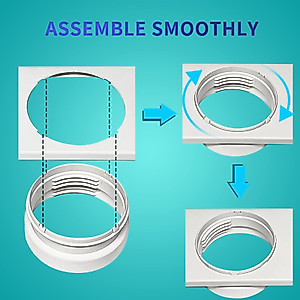 JEACENT Portable AC Window Vent Kit - Complete Air Conditioner Window Kit, Adjustable PVC Window Seal Kit Panels Up to 60 Inches, for Universal Thread AC Exhaust Hose of 5.1" and 5.9" Diameter