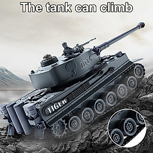 Remote Control Tank, RC WW2 German Tiger Army Tank Toy, 2.4Ghz 9-Channel RC Military Vehicles with Rotating Turret and Sounds, Best for 6 7 8 9 Boys Kids Xmas Military Toys