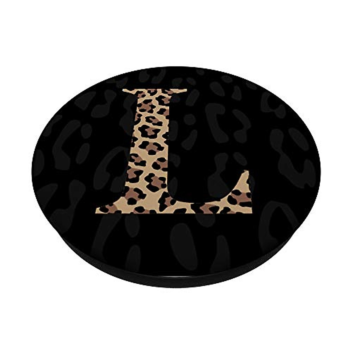 Black Leopard Print Cute Initial Letter L Monogram For Women PopSockets PopGrip: Swappable Grip for Phones & Tablets