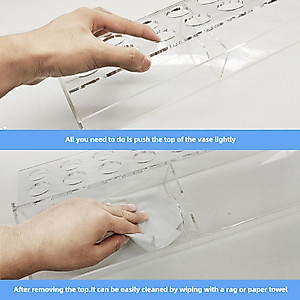 Acrylic Flower Vase Rectangular,18 Inches Clear Acrylic Vase,Long Acrylic Vase with 18 Holes,Low Laying Unique Flower Vases for Home Decor or Weddings