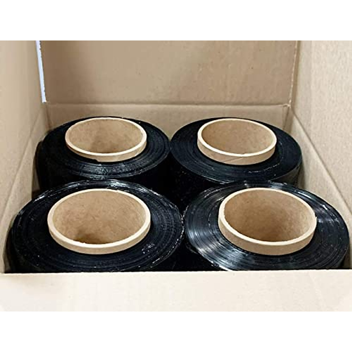 Direct Resources Stretch Wrap Industrial Strength 18 Inch Inch x 1000 Sq Ft - 80 Gauge Thick (20 Micron) Clear Cling Plastic Pallet Supplies | Durable Self - Adhering Packing Moving Packaging Shrink Film Rolls (Black, 4 Pack)