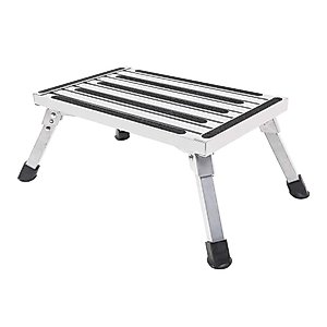 LUISLADDERS Aluminum Working Platform Step Stool Ladder RV Step Supports Up to 500lbs, Anti-Slip Surface & Rubber Feet Camper Step for Motor-Home,Trail, SUV