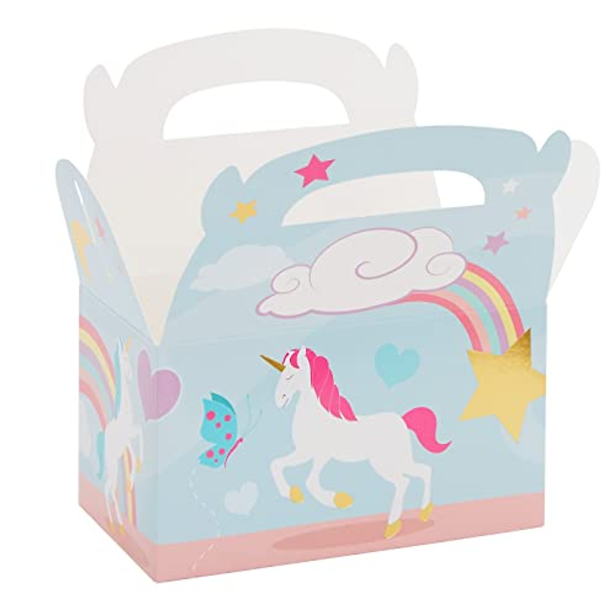 Treat Boxes - 24-Pack Paper Party Favor Boxes, Unicorn Design Goodie Boxes for Birthdays and Events, 2 Dozen Party Gable Boxes, 6 x 3.3 x 3.6 Inches