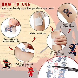 Patelai 468 Pieces Ninja Temporary Tattoos Ninja Tattoo Stickers Cartoon Ninja Warrior Birthday Decorations for School Rewards Gifts Kids Girls Boy Birthday Party Supplies Favors FDA Registered