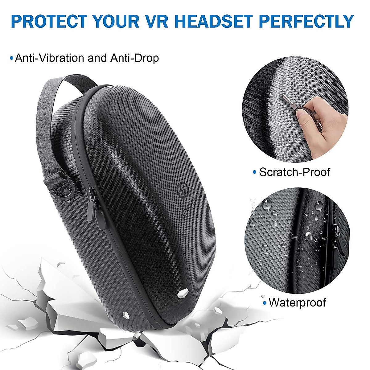 UMEEUTOO Hard Travel Carrying Case Compatible with Meta Quest Pro and Accessories Large Space case for Vr and Accessories and All Head Strap