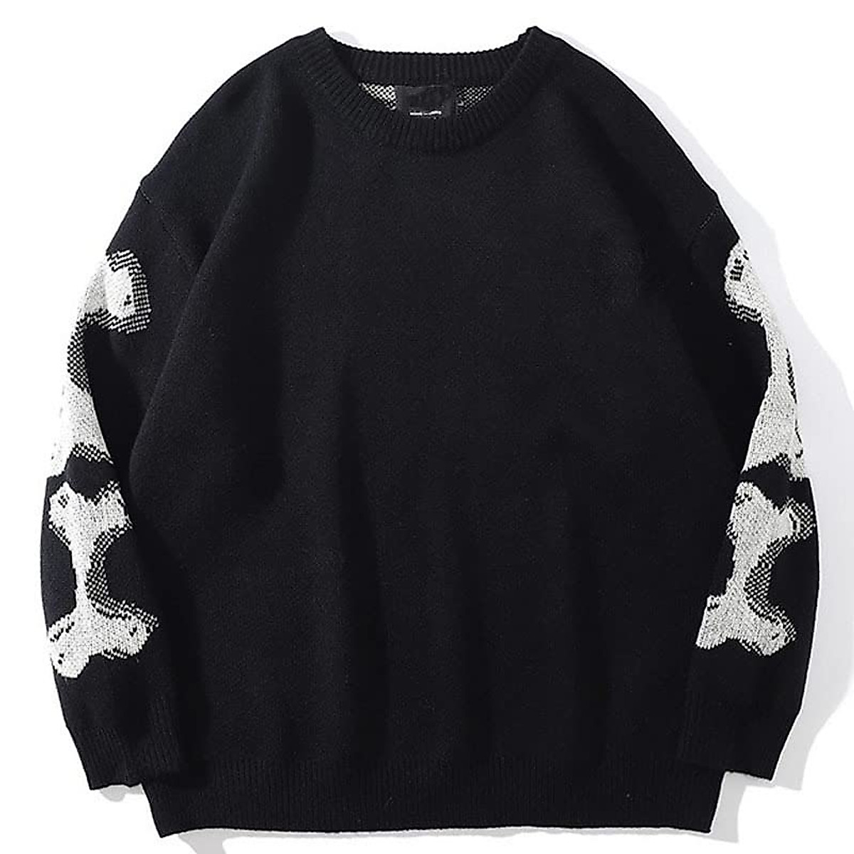 Y2K Grunge Skeleton Sweatshirt Oversized Long Sleeve Fairy Alt Pullover Aesthetic Harajuku Clothes Vintage Tops (Black,L)