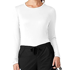 WonderWink Layers Women’s Silky Long Sleeve Tee — White, Medium