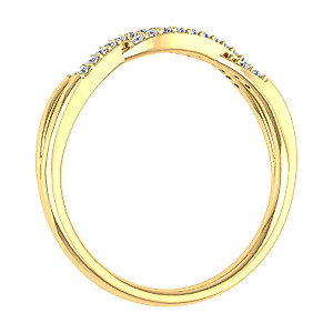 1/10 Carat (ctw) 10K Yellow Gold Diamond Ladies Swirl Stackable Anniversary Ring (Ring Size 8) (I1-I2 Clarity)