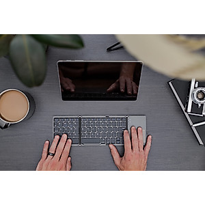 Ares Ultra Slim Pocket Foldable Bluetooth Wireless Keyboard with Touchpad (Black)