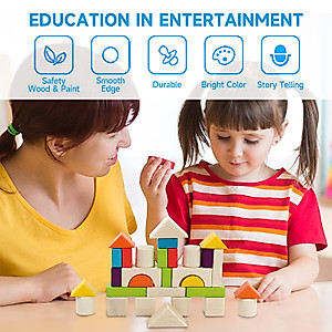 Montessori Stacking Blocks for Toddlers, 30PCS STEM Educational Wooden Toys Building Blocks for Preshool with Storage Box, Educational Early Learning Toys for Boys and Girls-Ohye Series