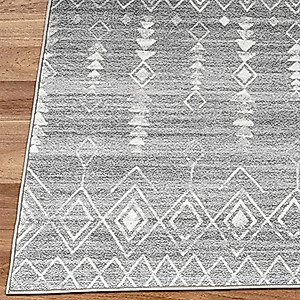ReaLife Machine Washable Rug - Stain Resistant, Non-Shed - Eco-Friendly, Non-Slip, Family & Pet Friendly - Made from Premium Recycled Fibers - Moroccan - Gray, 5' x 7'