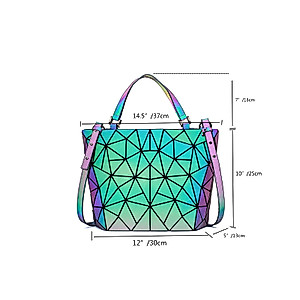 Geometric Luminous Purses and Handbags Holographic Reflective Crossbody Bag Irredescent Flash Rainbow Tote B3 (Rainbow)