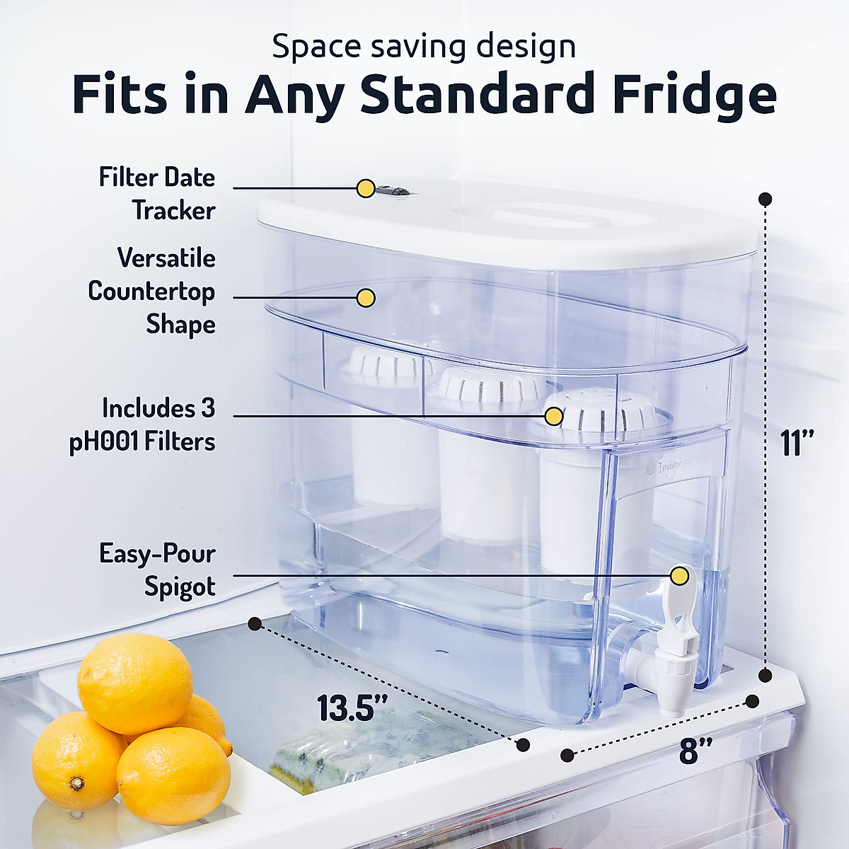 Invigorated Water pH Recharge 3F Countertop Alkaline Water Filter + PH001 3-Pack Replacement Water Filters Bundle